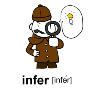 【イラスト】inferの意味、読み方 | イラストと語呂合わせで覚える英単語