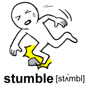 【イラスト】stumbleの意味、読み方 | イラストと語呂合わせで覚える英単語