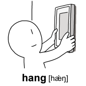 【イラスト】英単語「hang」の意味 | イラストと語呂合わせで覚える英単語