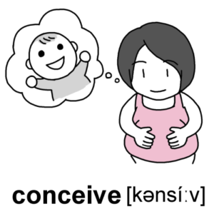 【覚え方】英単語「conceive」の意味-conceive ofとは | イラストと語呂合わせで覚える英単語