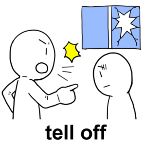 【イラスト】tell offの意味、読み方 | イラストと語呂合わせで覚える英単語