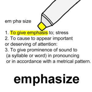 【イラスト】emphasizeの意味、読み方 | イラストと語呂合わせで覚える英単語