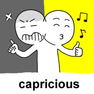 【イラスト】capriciousの意味、読み方 | イラストと語呂合わせで覚える英単語