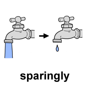 【イラスト・覚え方】sparinglyの意味、読み方 | イラストと語呂合わせで覚える英単語