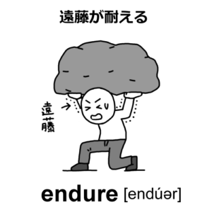 【語呂合わせ】endureの意味、読み方 | イラストと語呂合わせで覚える英単語